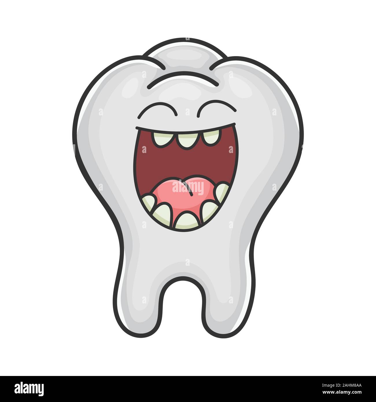 Happy cute laughing tooth cartoon isolated on white Stock Vector Image ...