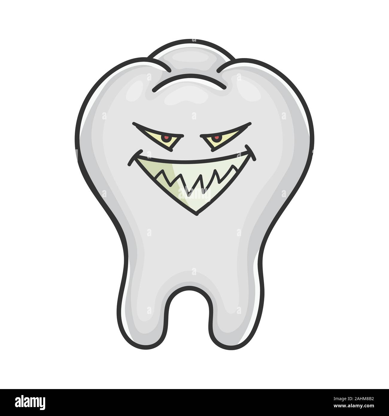 Evil smiling grin tooth cartoon isolated on white Stock Vector Image ...