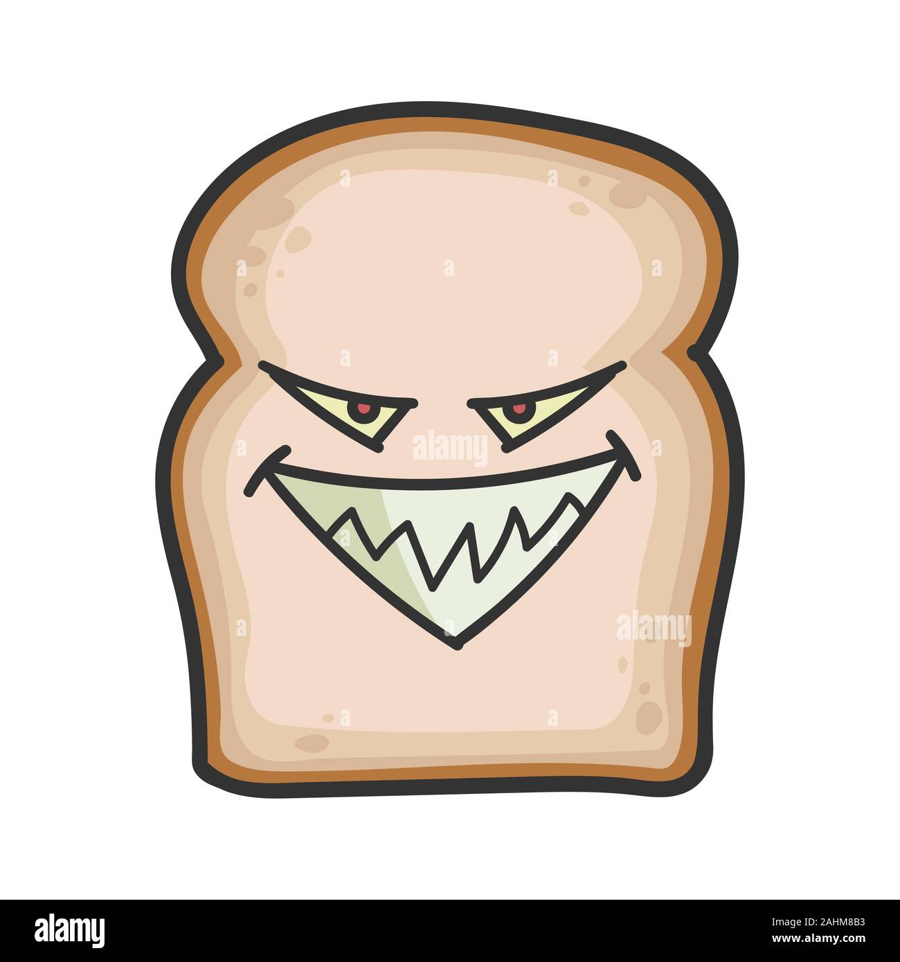 Evil slice of bread cartoon illustration isolated on white Stock Vector Image & Art - Alamy