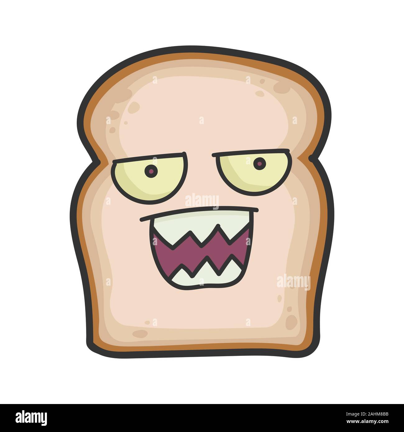 Angry slice of bread cartoon illustration isolated on white Stock ...
