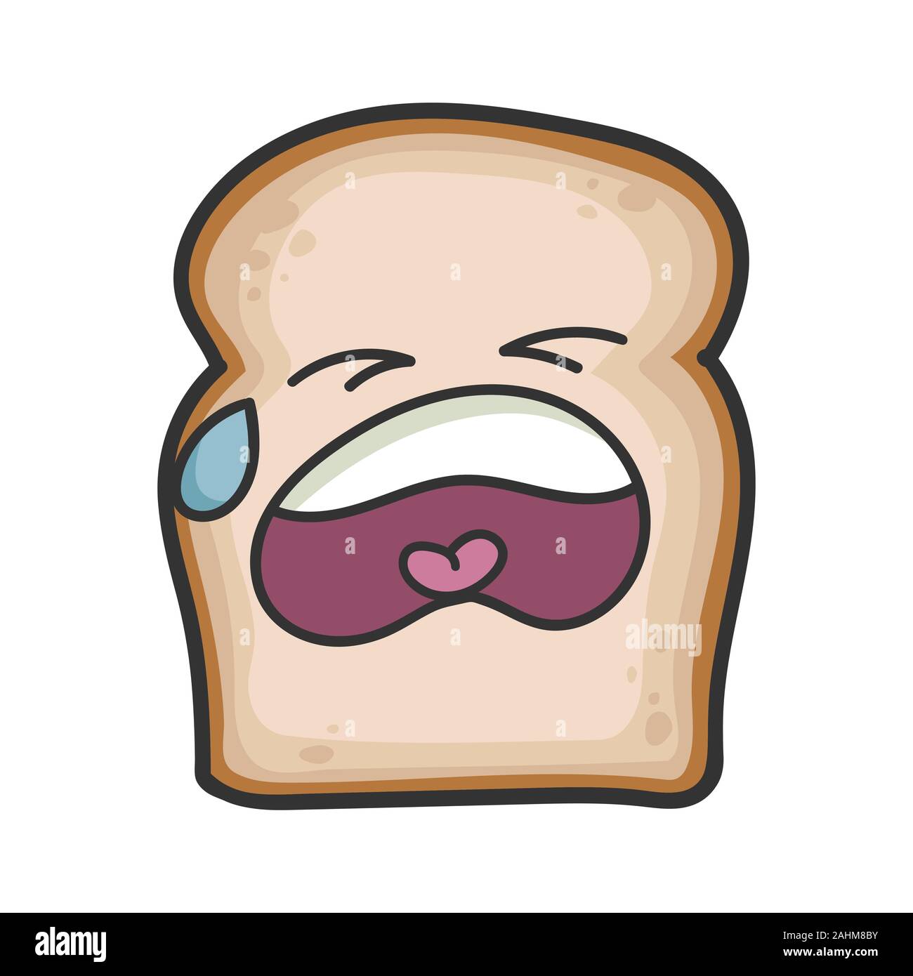 Crying slice of bread cartoon illustration isolated on white Stock ...