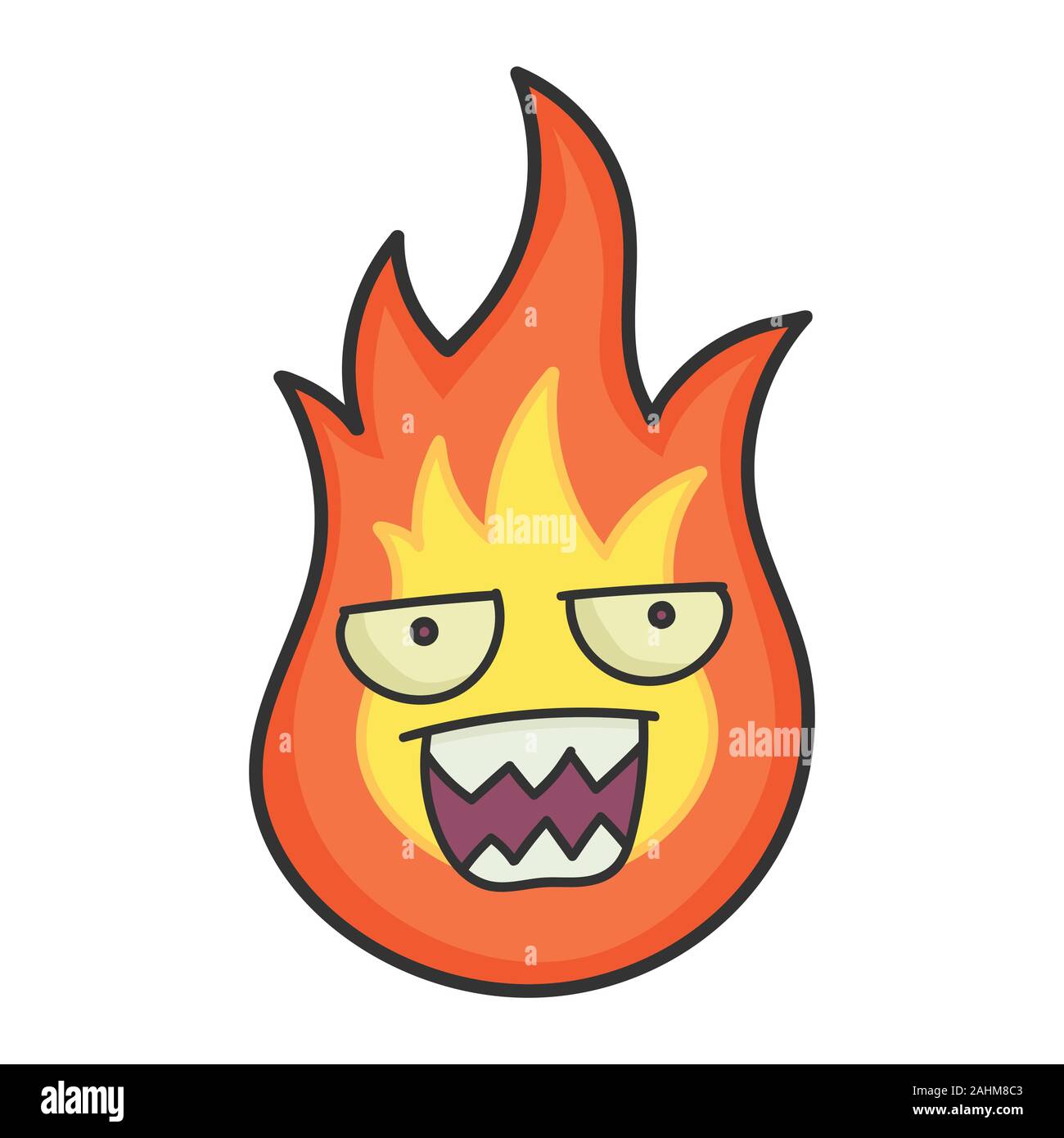 Angry fireball cartoon illustration isolated on white Stock Vector ...