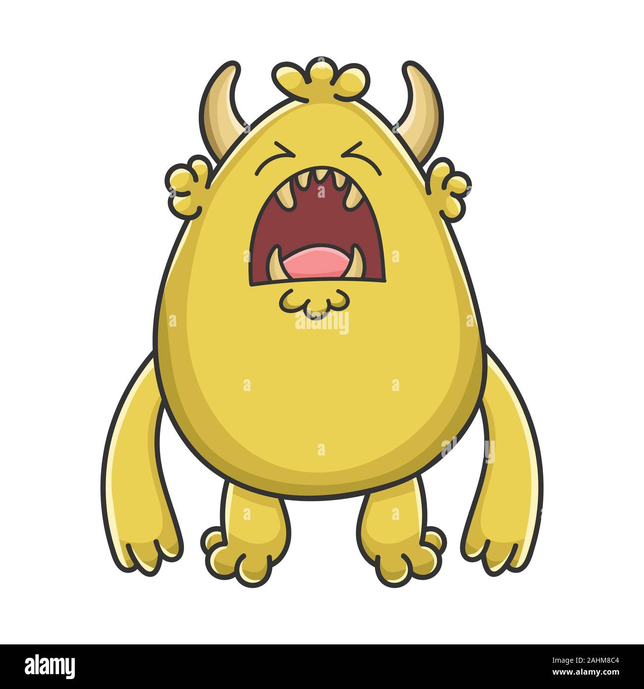 Shouting yellow goblin cartoon monster isolated on white Stock Vector ...