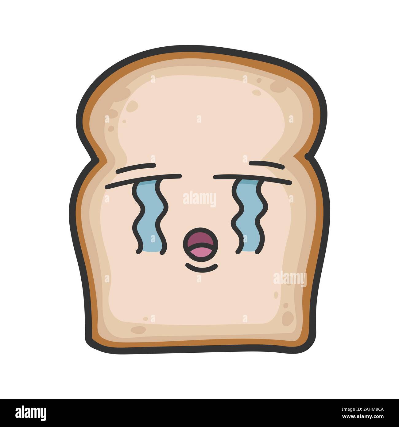 Crying slice of bread cartoon illustration isolated on white Stock ...