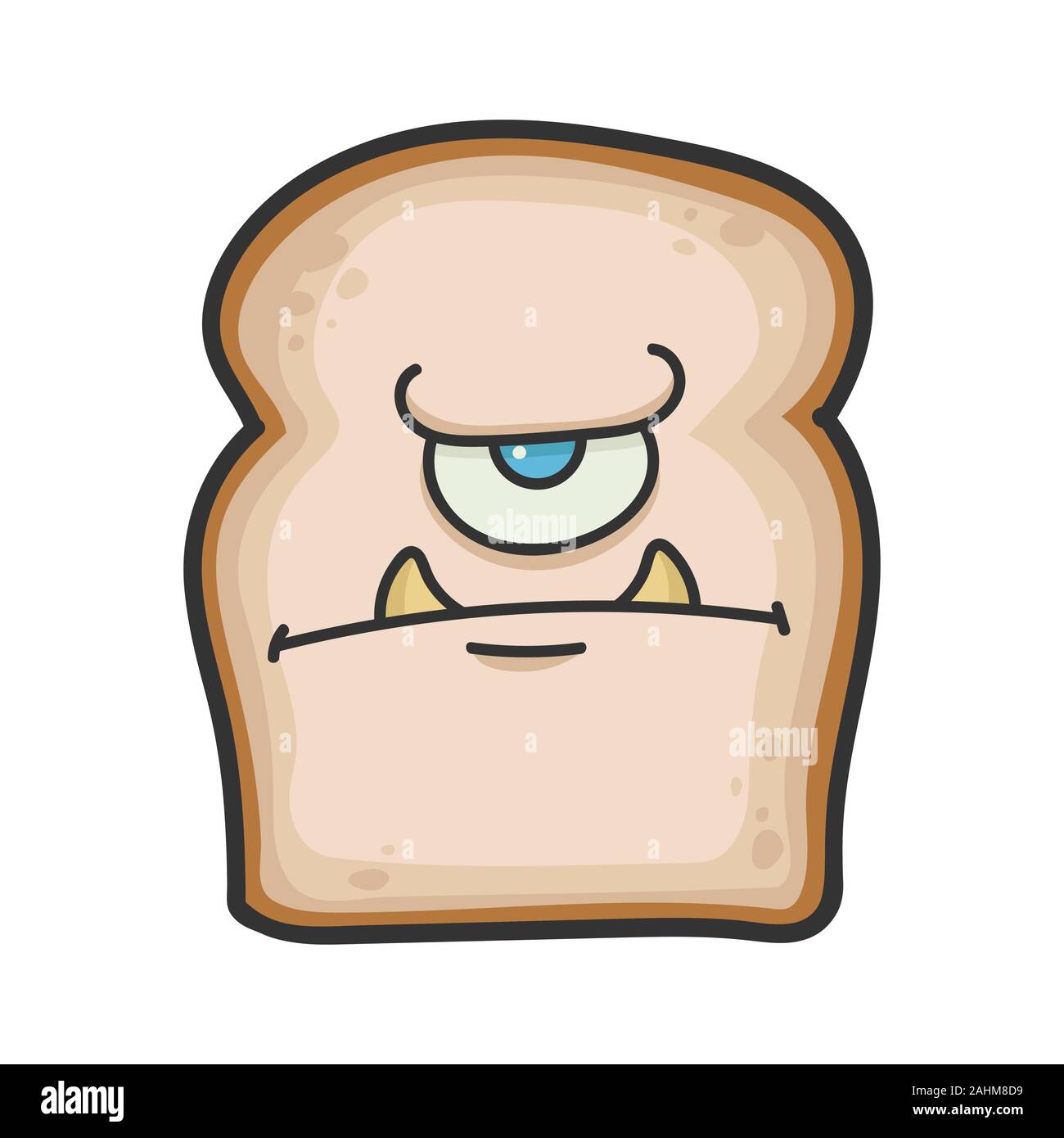 Angry monster slice of bread cartoon illustration isolated on white ...