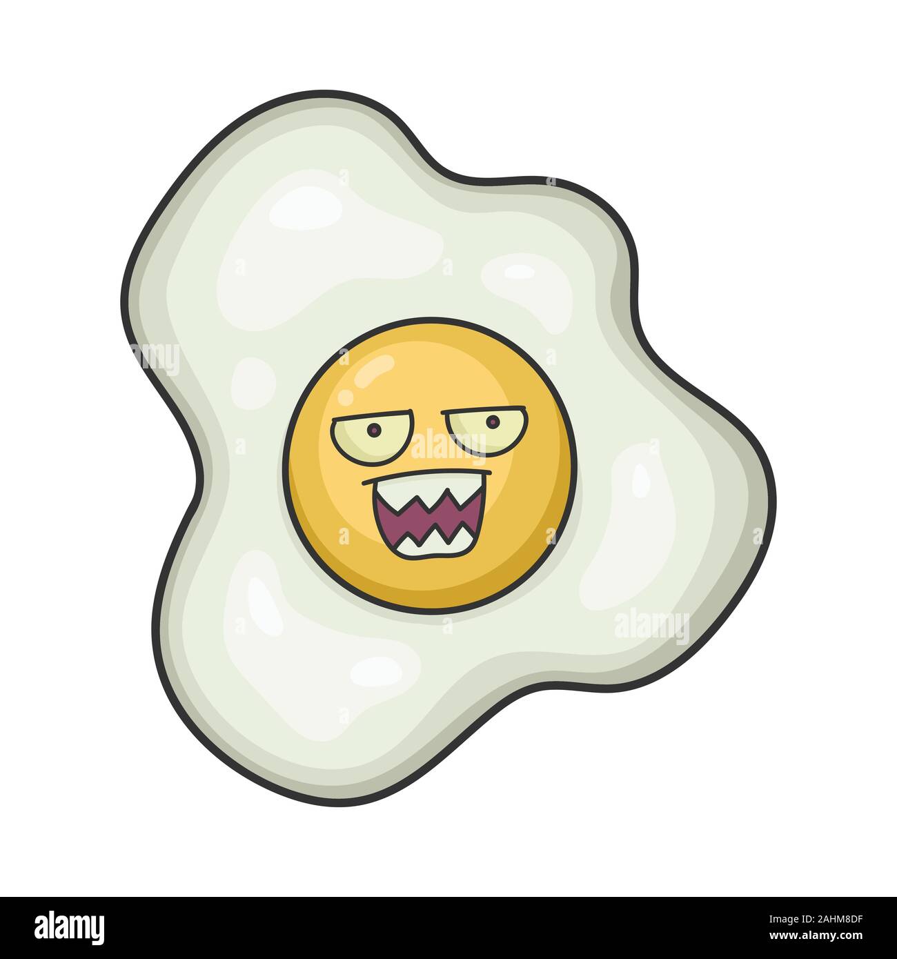 Angry fried egg cartoon illustration isolated on white Stock Vector ...