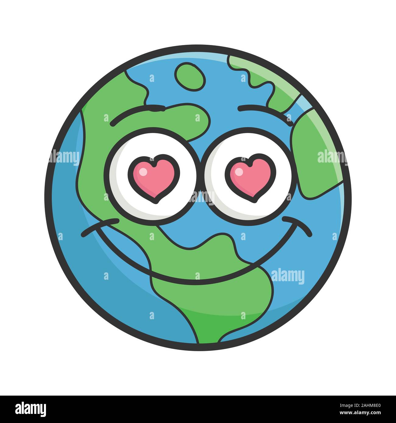 In love planet earth cartoon illustration isolated on white Stock ...