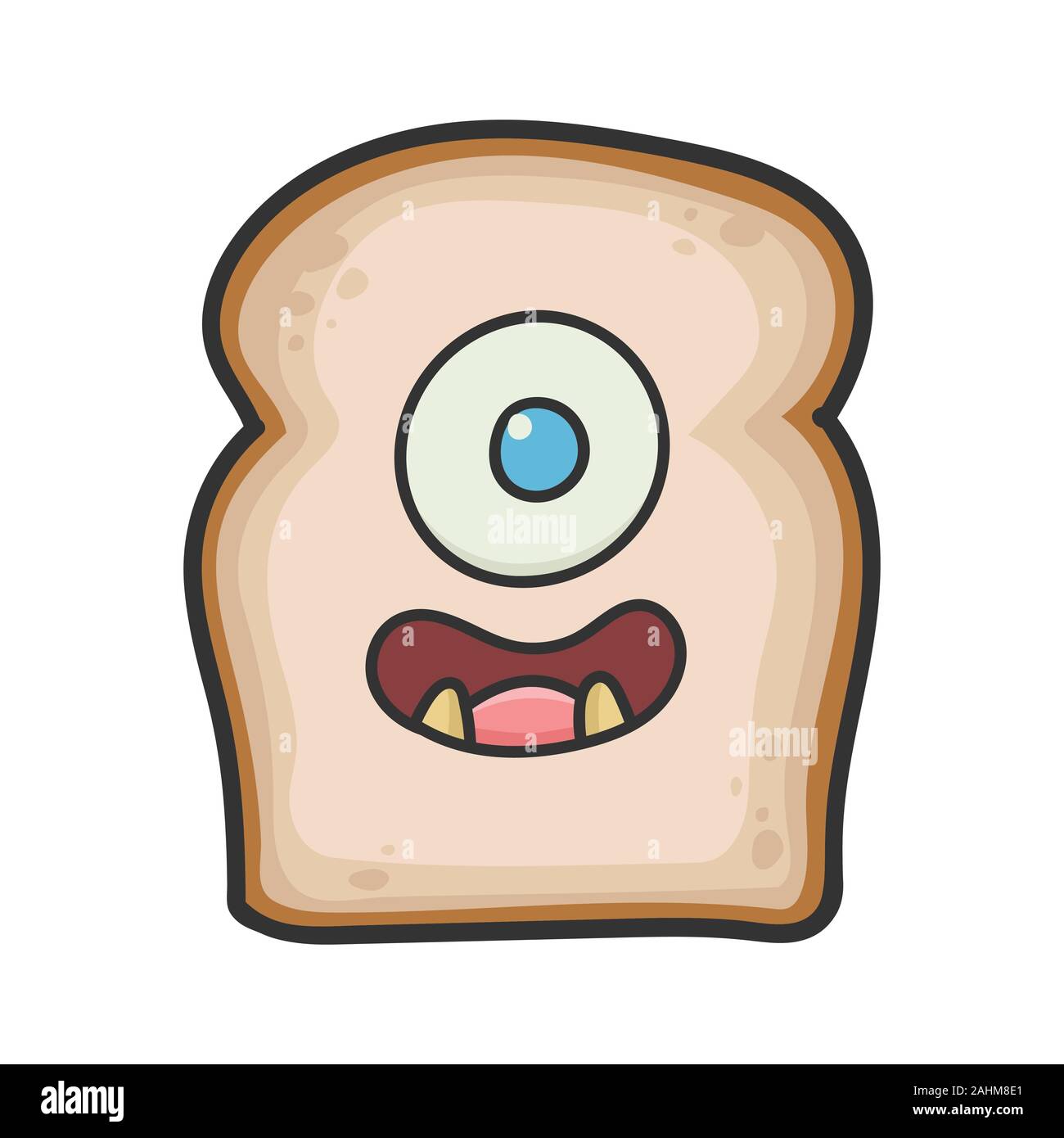 Monster smiling slice of bread cartoon illustration isolated on white ...