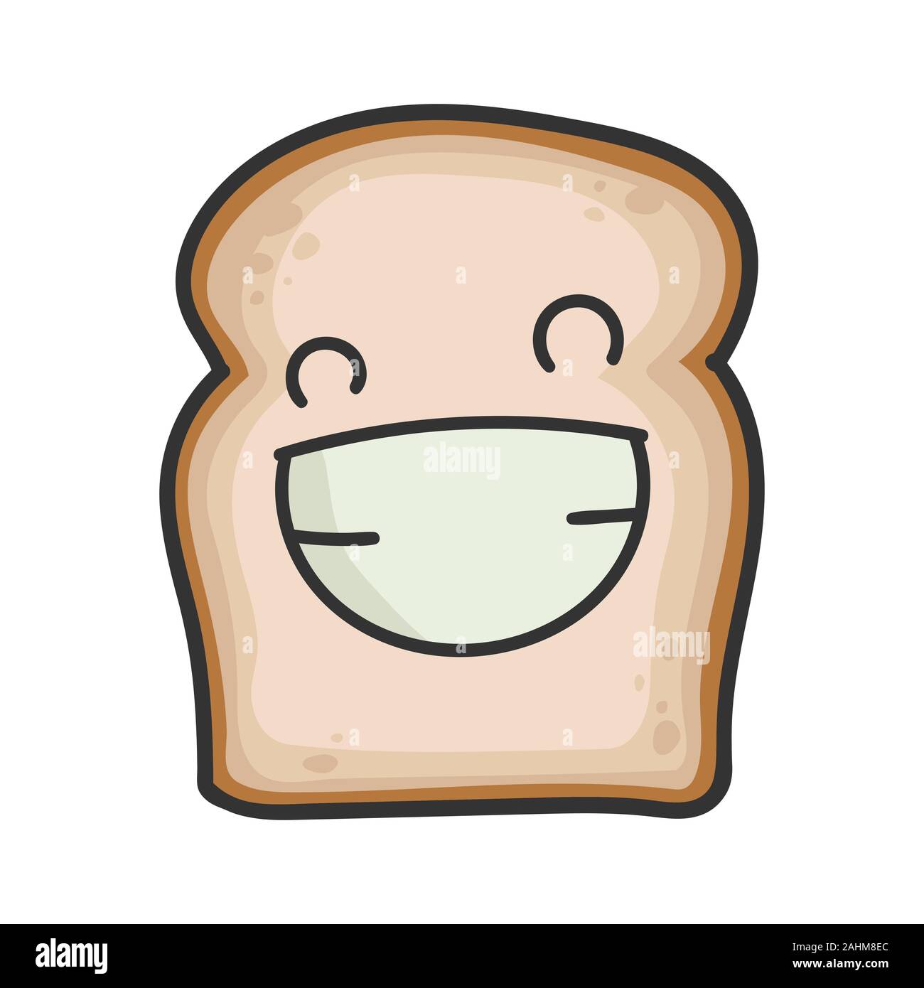 Happy smiling slice of bread cartoon illustration isolated on white ...