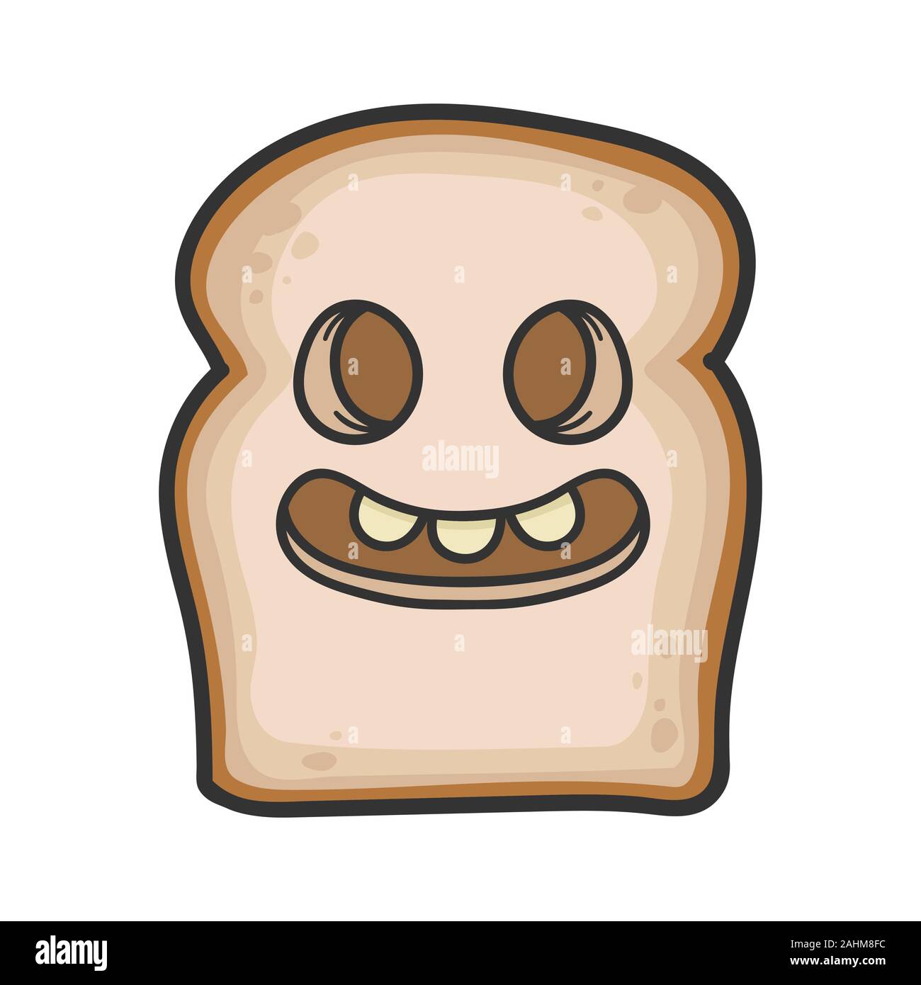 Creepy smiling slice of bread cartoon illustration isolated on white ...