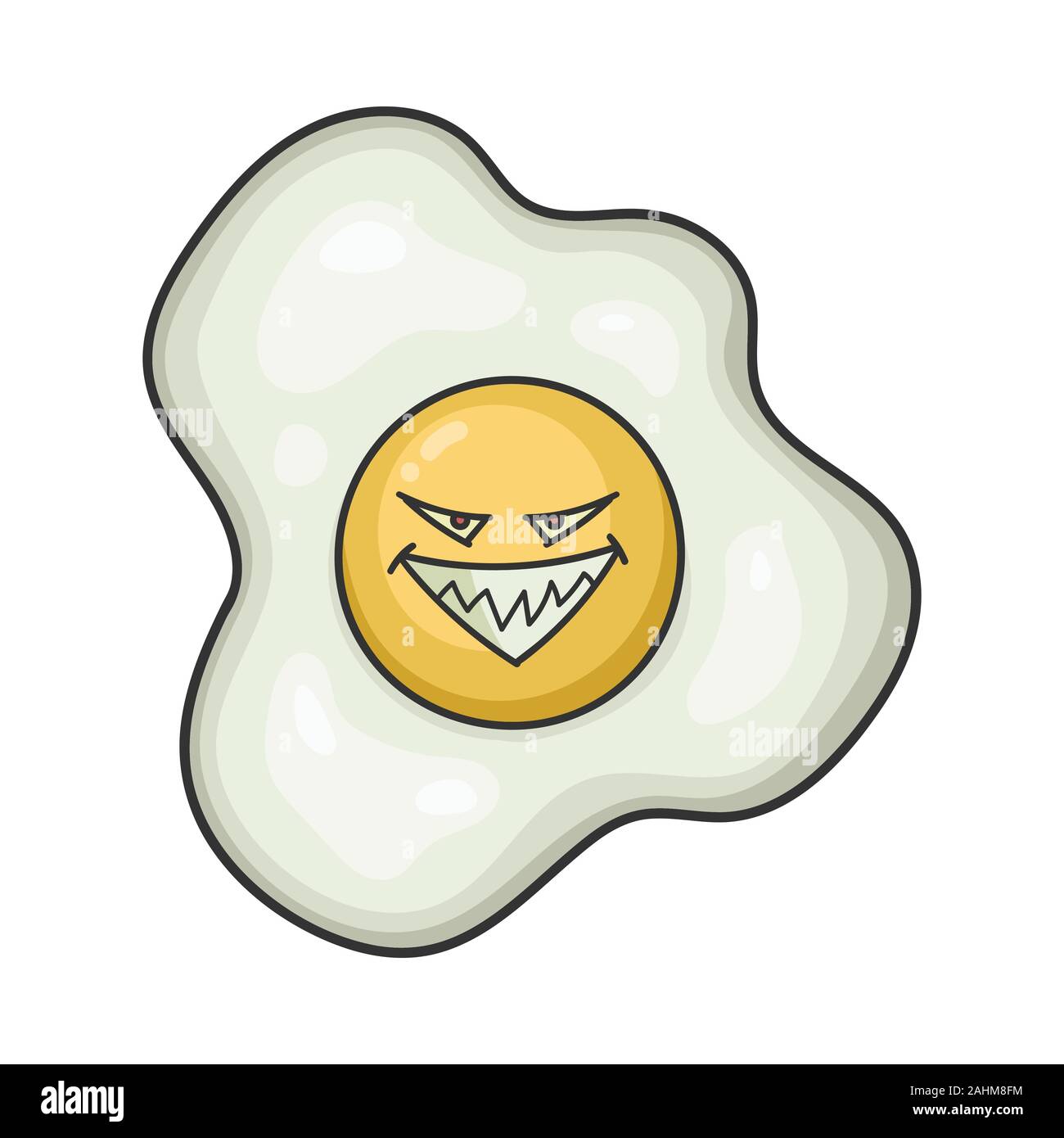 Evil fried egg cartoon illustration isolated on white Stock Vector ...