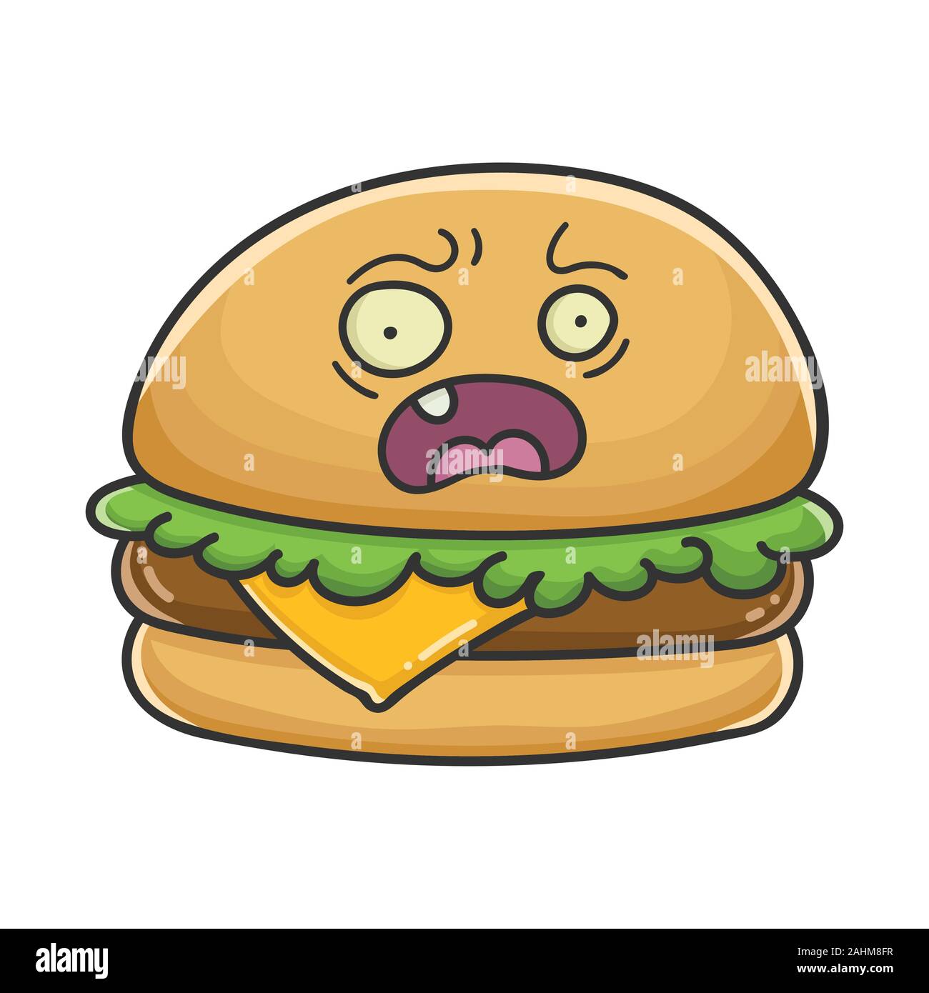 Scared cheese burger cartoon illustration isolated on white Stock ...