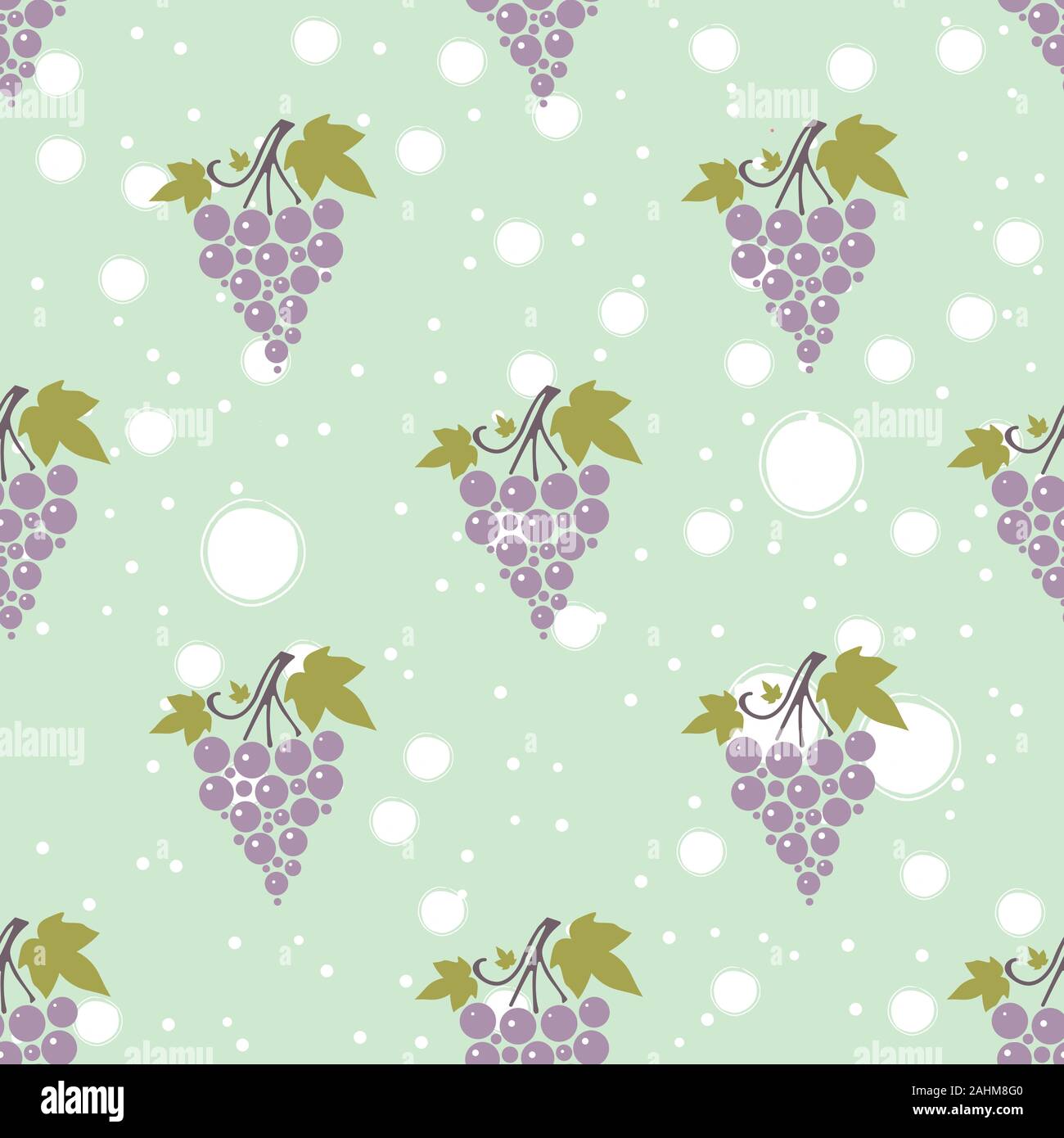 Seamless pattern with bunches of ripe grapes on dark background. Flat ...