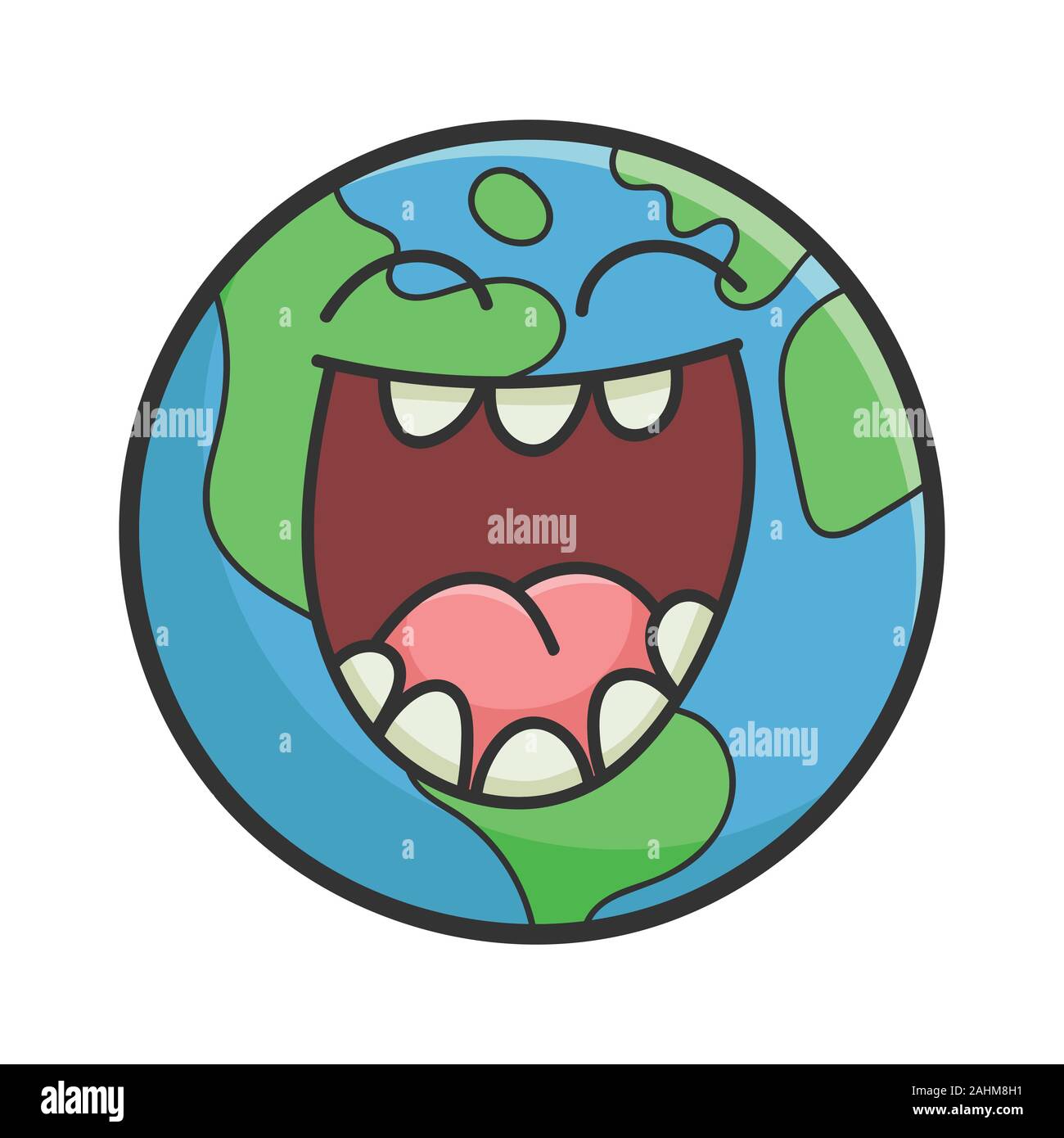 Laughing planet earth cartoon illustration isolated on white Stock ...