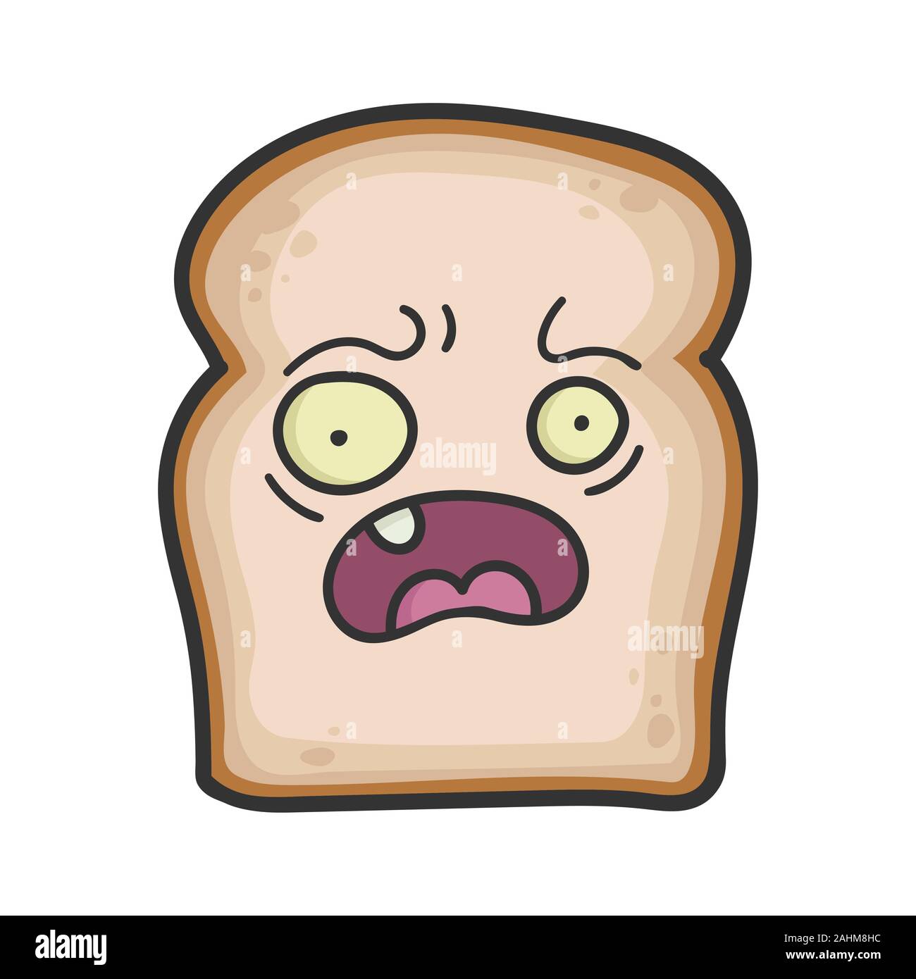Scared slice of bread cartoon illustration isolated on white Stock ...