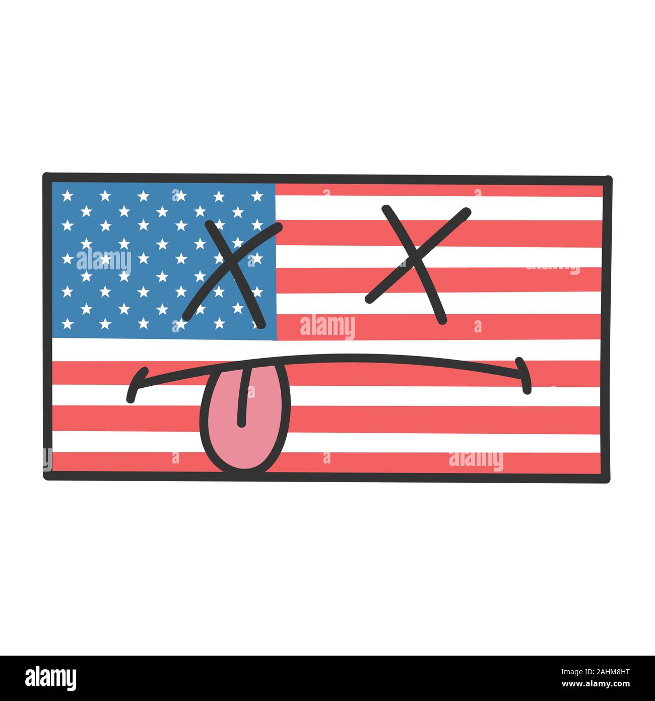 Dead american flag cartoon illustration isolated on white Stock Vector ...