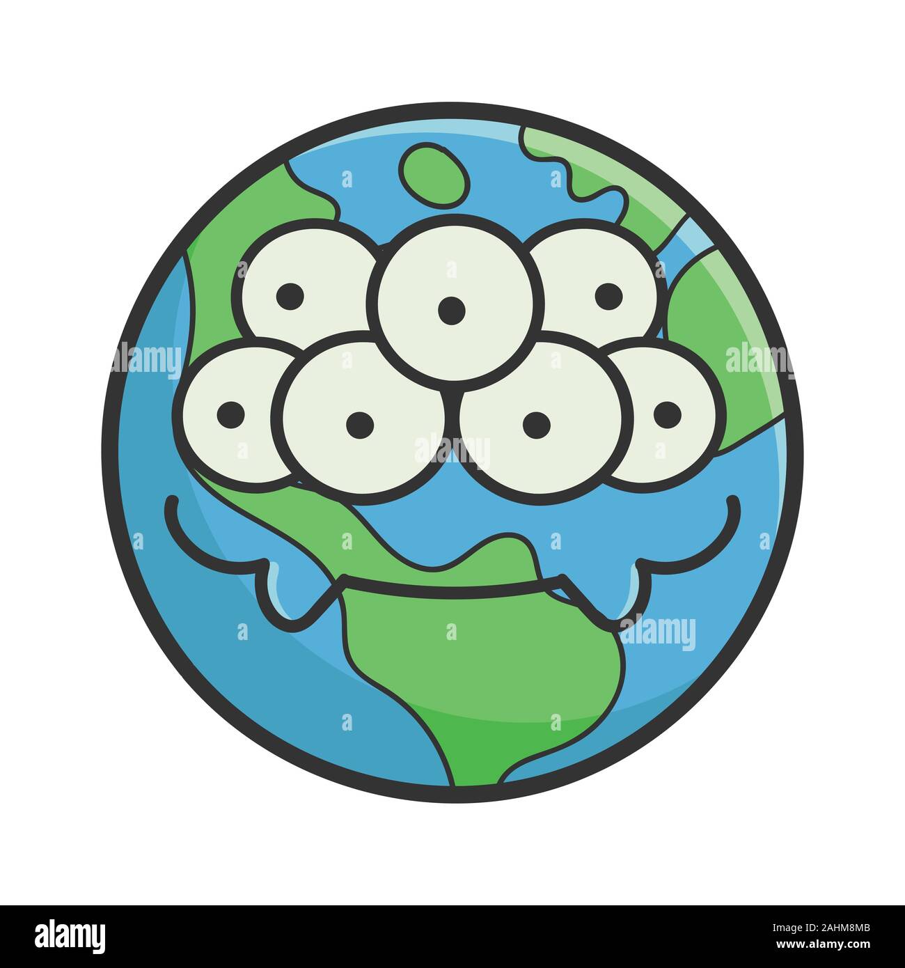 Monster smiling planet earth cartoon illustration isolated on white ...