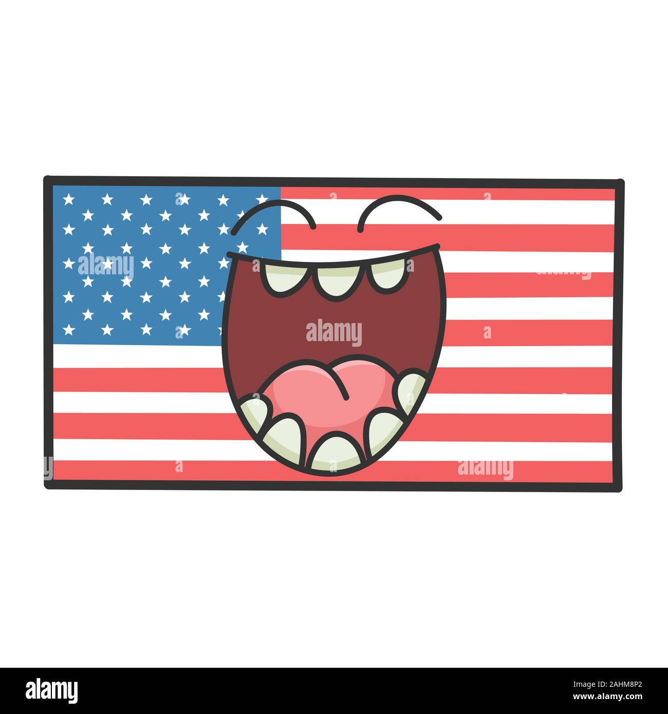 Laughing american flag cartoon illustration isolated on white Stock ...