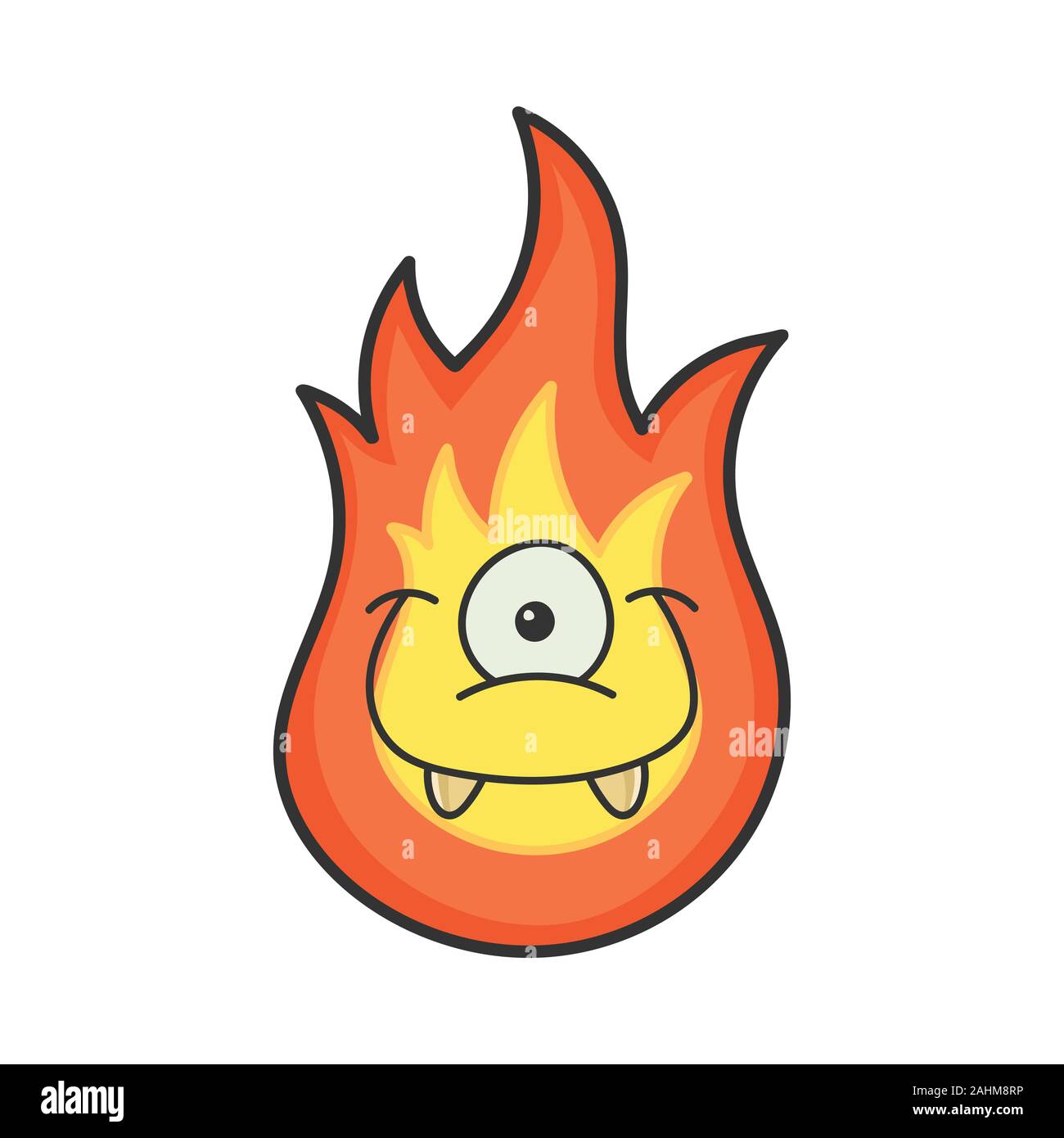 Happy monster fireball cartoon illustration isolated on white Stock ...