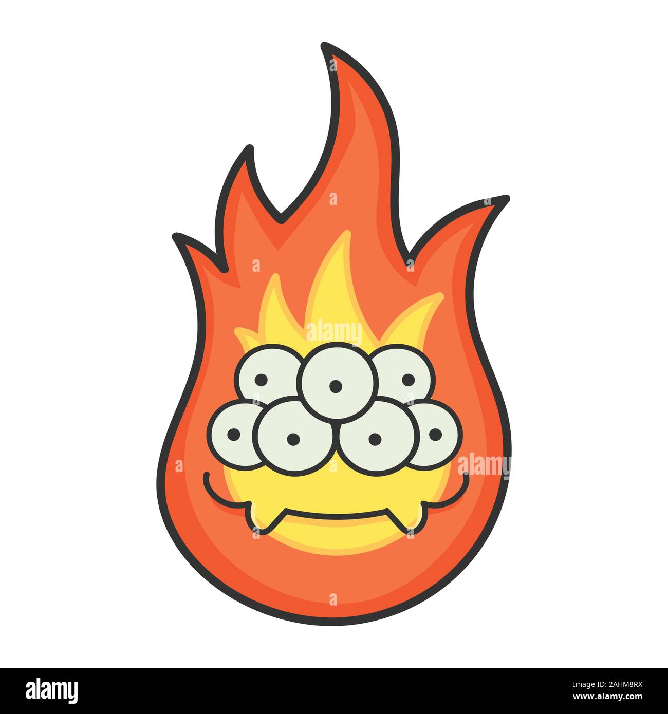 Happy monster fireball cartoon illustration isolated on white Stock ...