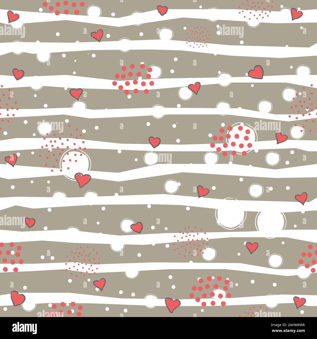 Hand Drawn Heart seamless Pattern. Vector Illustration Stock Vector ...