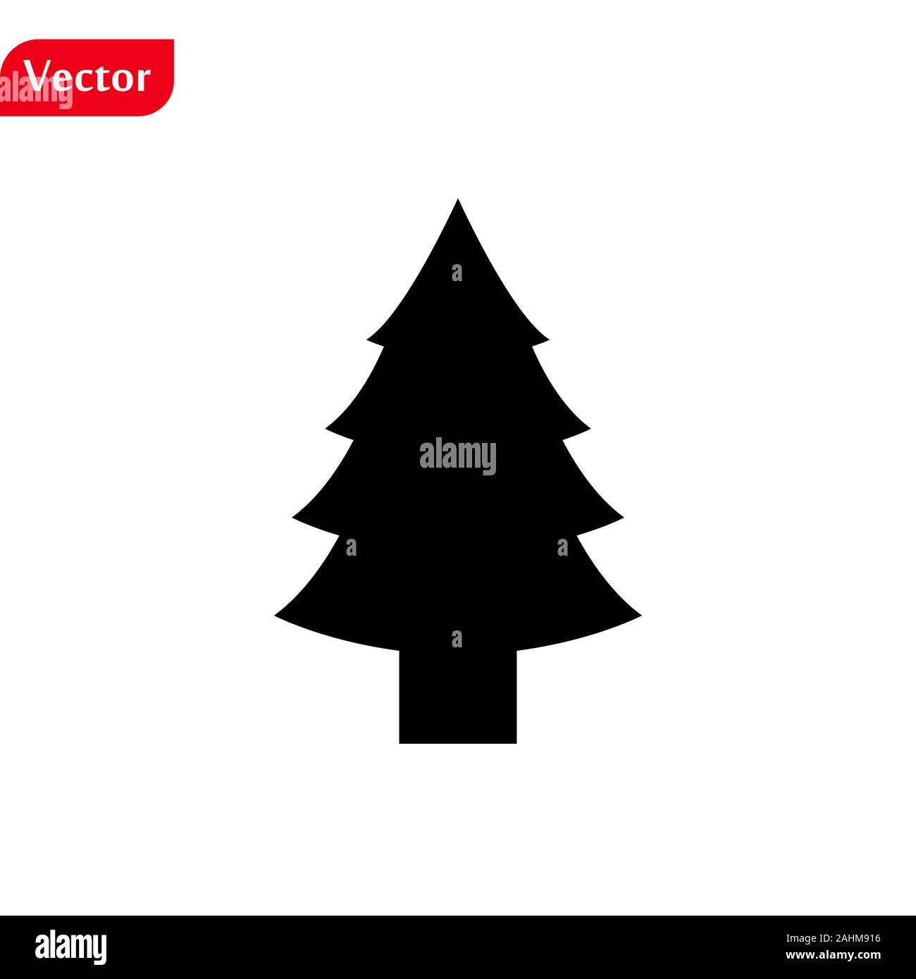 Christmas tree icon, Xmas symbol, flat design template, vector ...