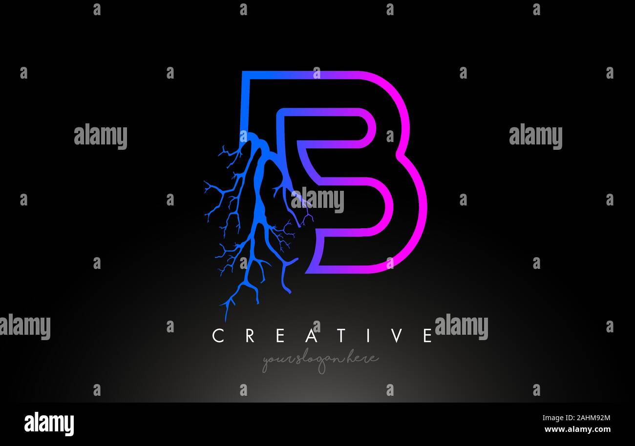 Tree Letter B Design Logo with Purple Blue Tree Branch. B Letter Tree ...