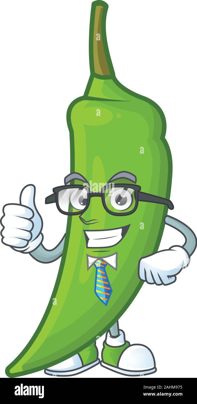 Cool Businessman green chili cartoon character design Stock Vector ...