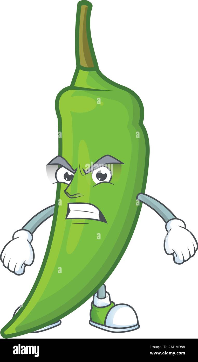 Picture of green chili cartoon character with angry face Stock Vector ...