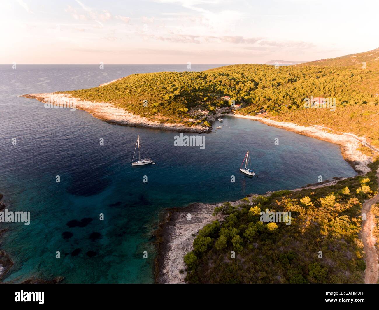 small bay with Sailingboats Stock Photo - Alamy