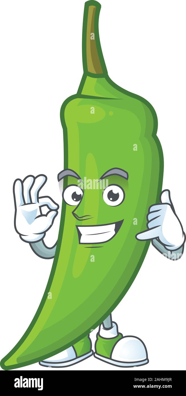 Call me cool green chili cartoon character design Stock Vector Image ...