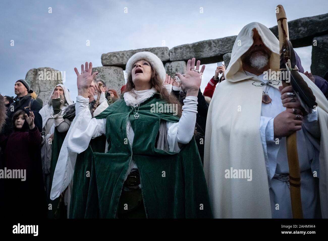 Winter Solstice celebrations at Stonehenge. Thousands of revellers ...
