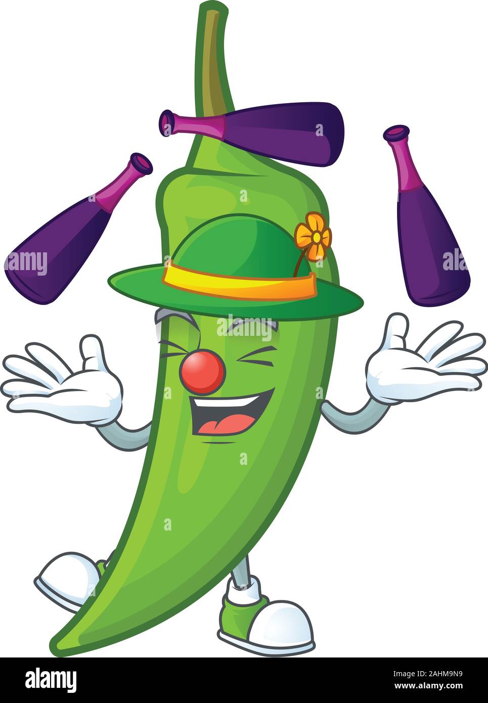 Cute and cool Juggling green chili cartoon character Stock Vector Image ...