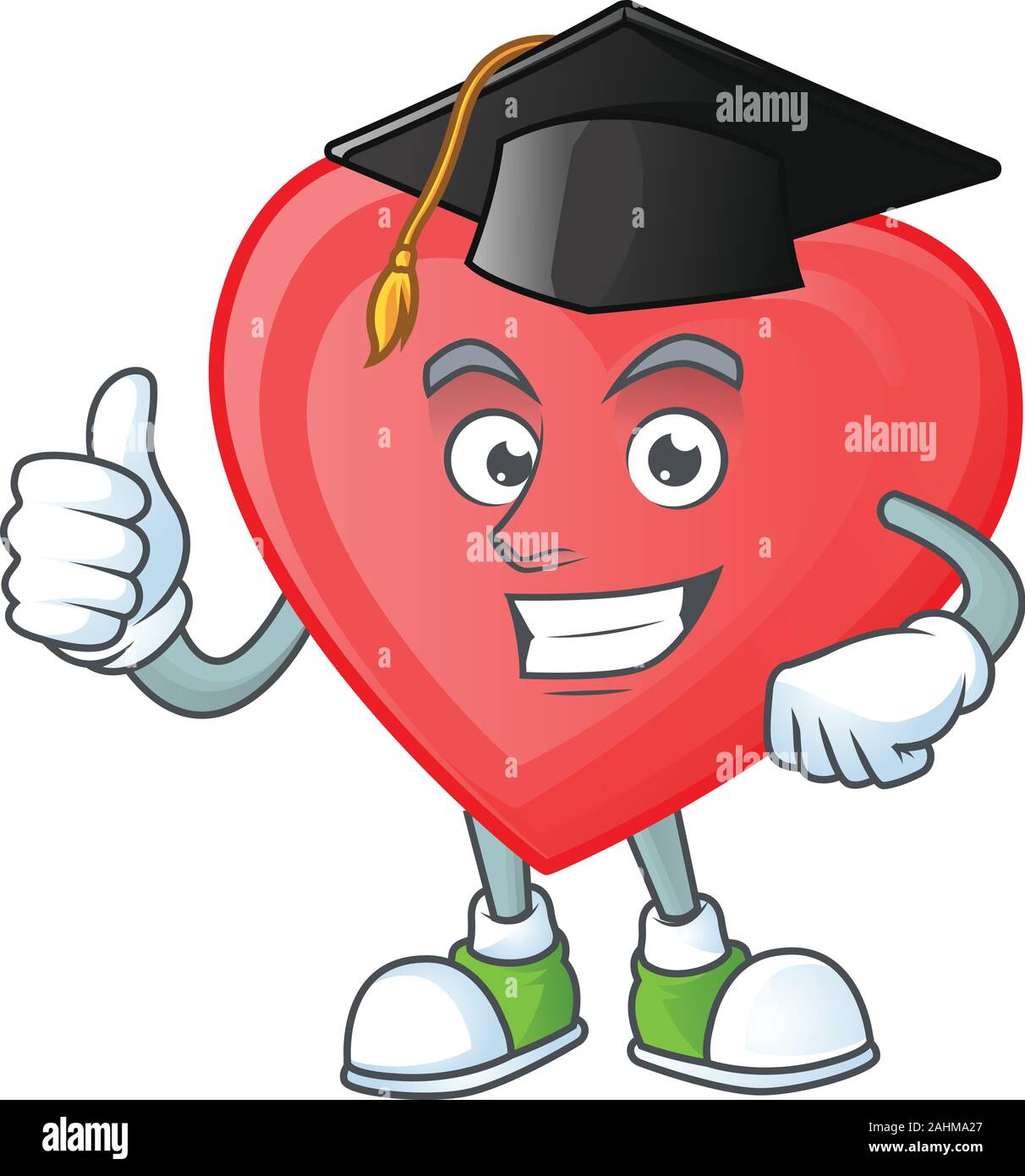 Happy red love wearing a black Graduation hat Stock Vector Image & Art ...