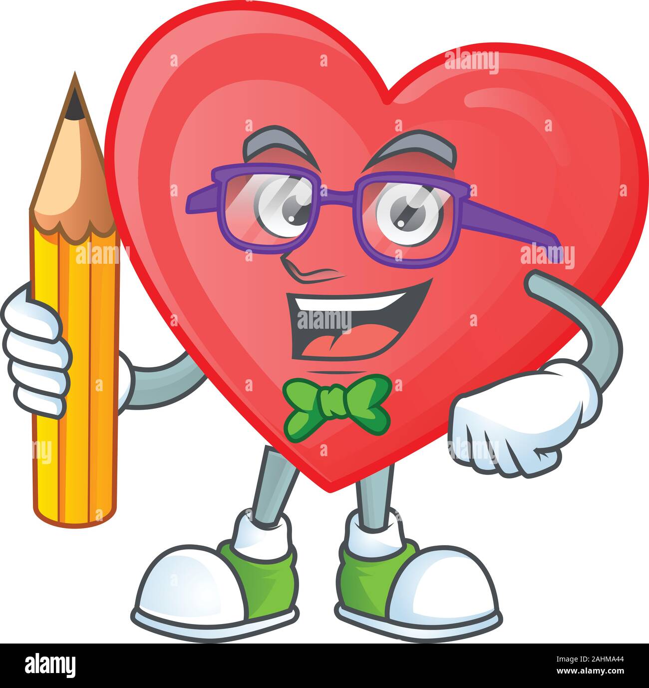 Cool smart Student red love mascot with a pencil Stock Vector Image ...