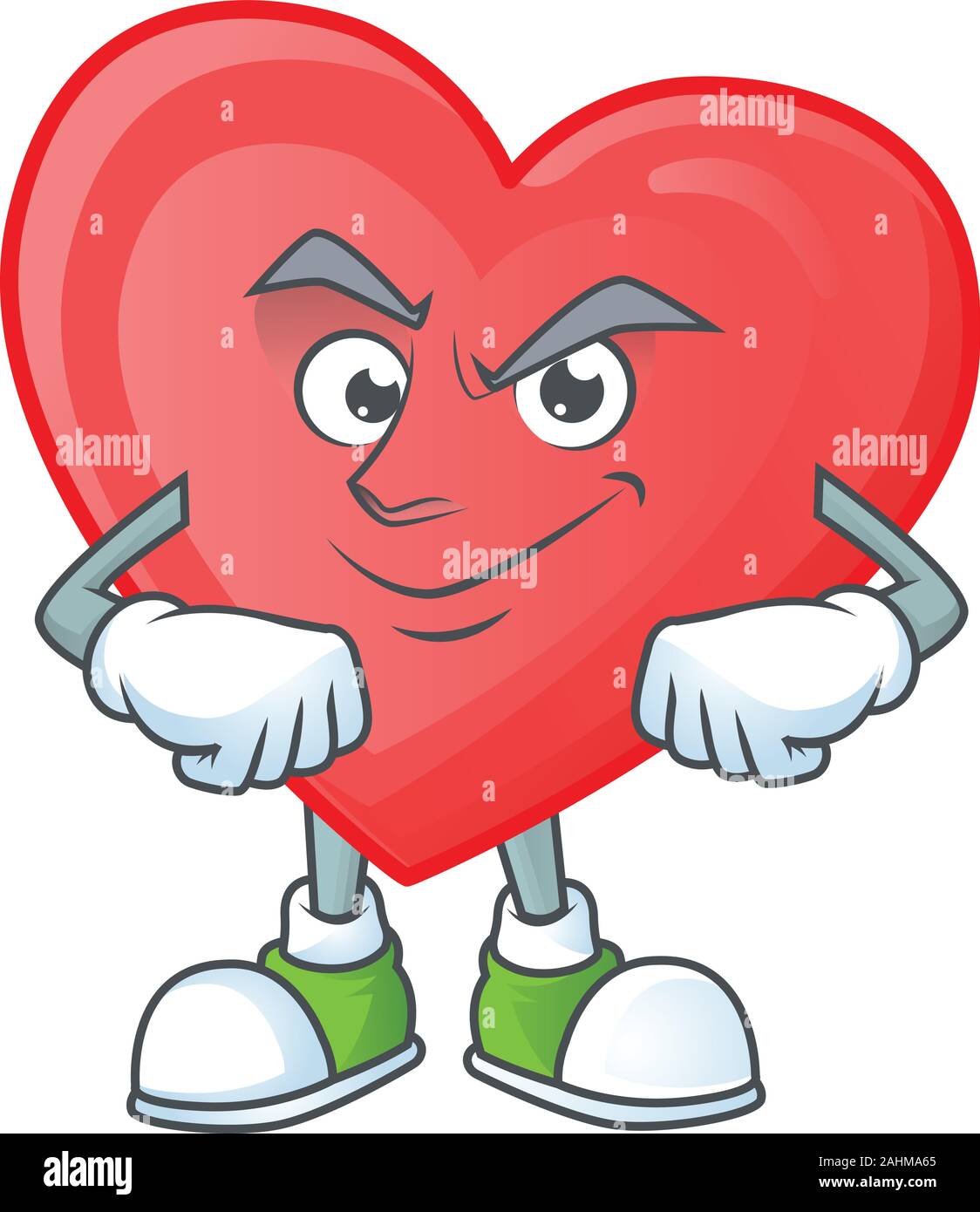 Red love mascot cartoon character style with Smirking face Stock Vector ...