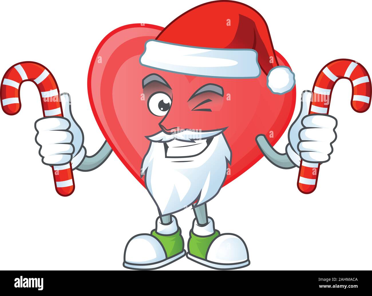 Red love Cartoon character in Santa Claus with candy Stock Vector Image ...