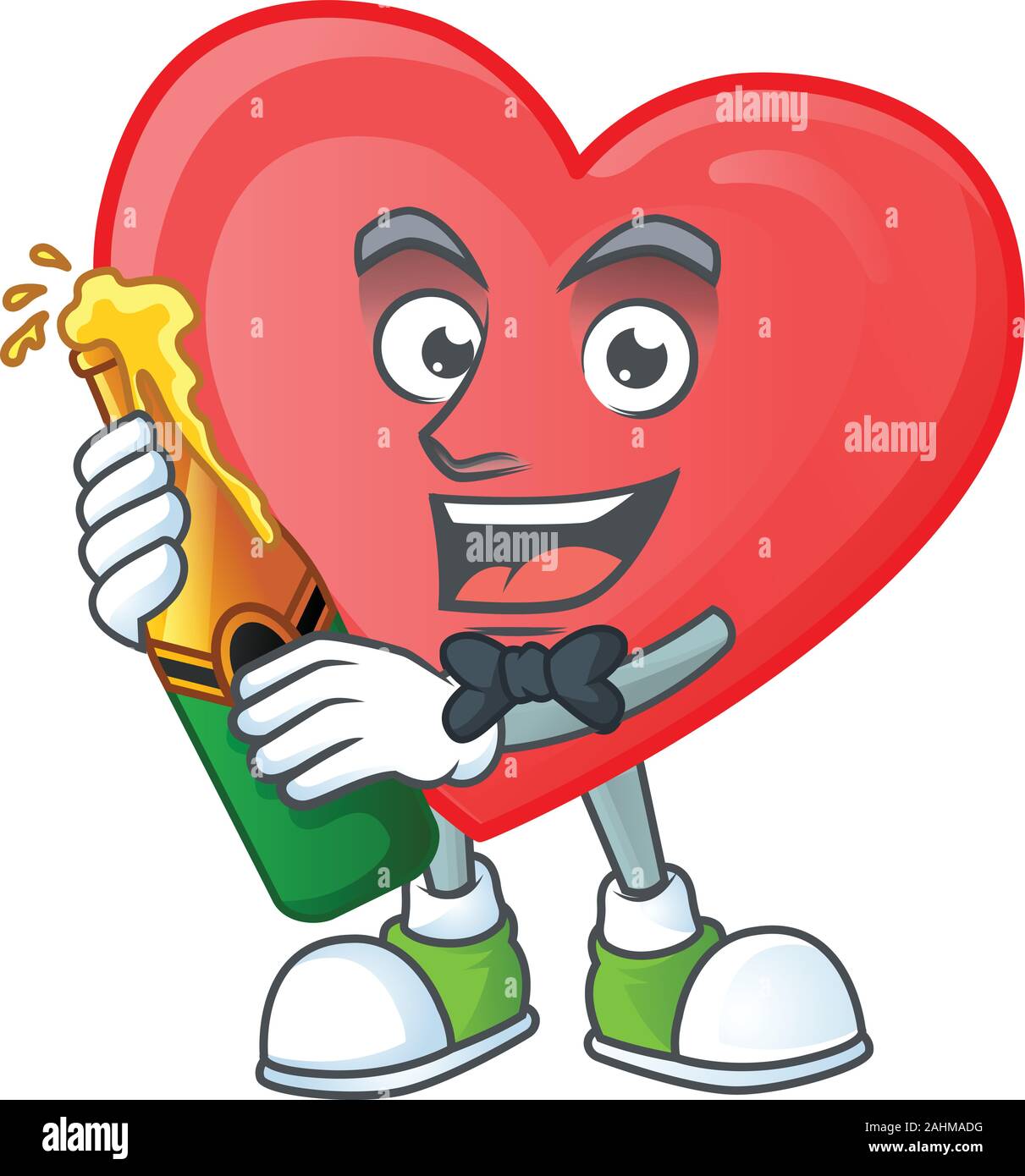 Happy red love with beer cartoon character design Stock Vector Image ...