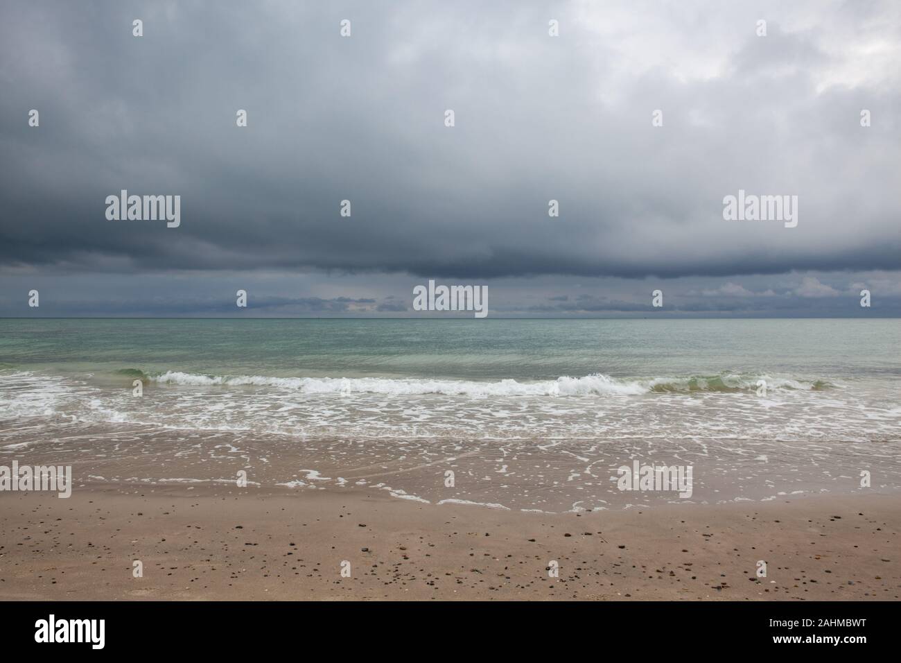 On the beach in Skagen after heavy rain, Denmark. Place where the ...