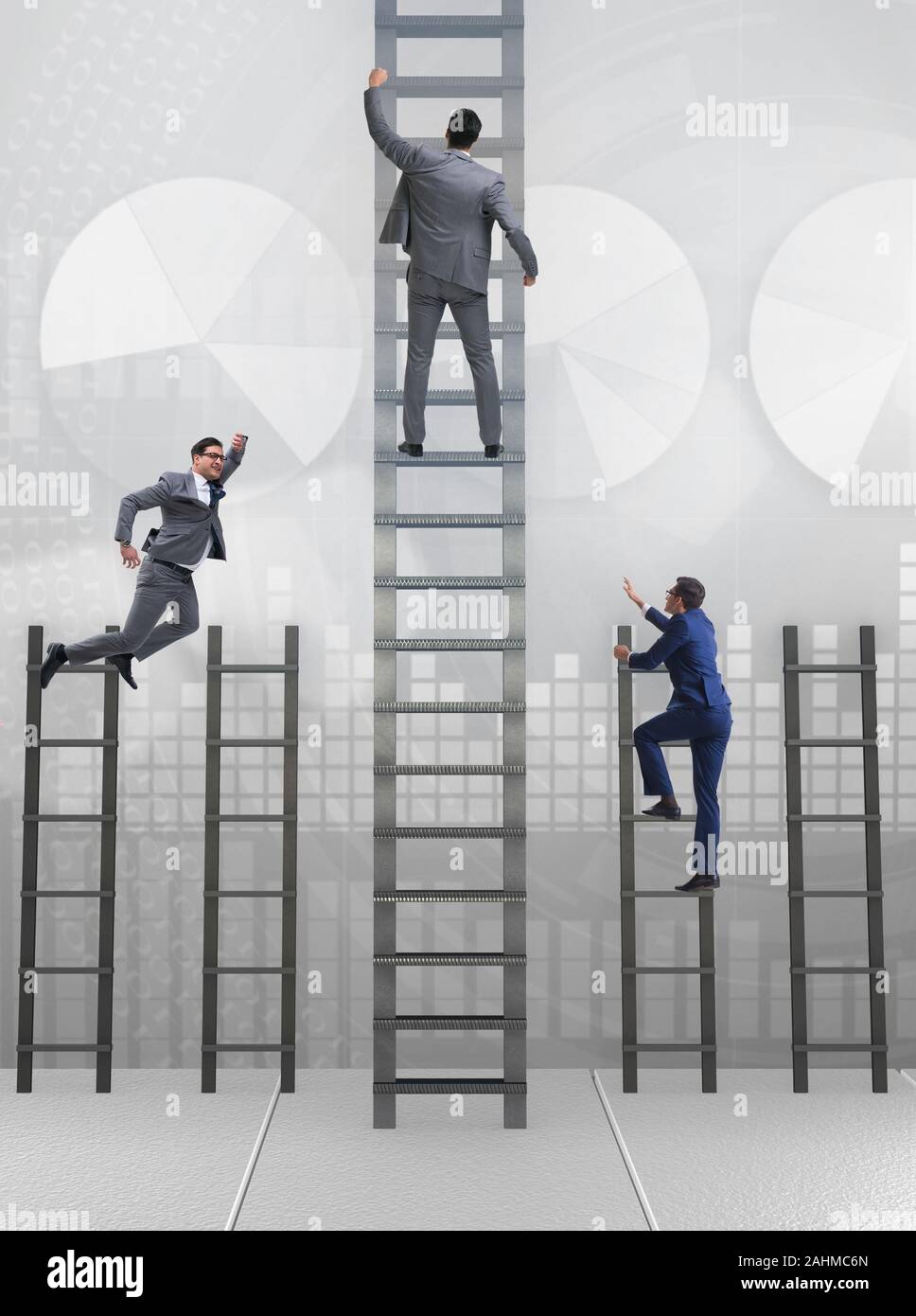 The competition concept with businessman beating competitors Stock ...