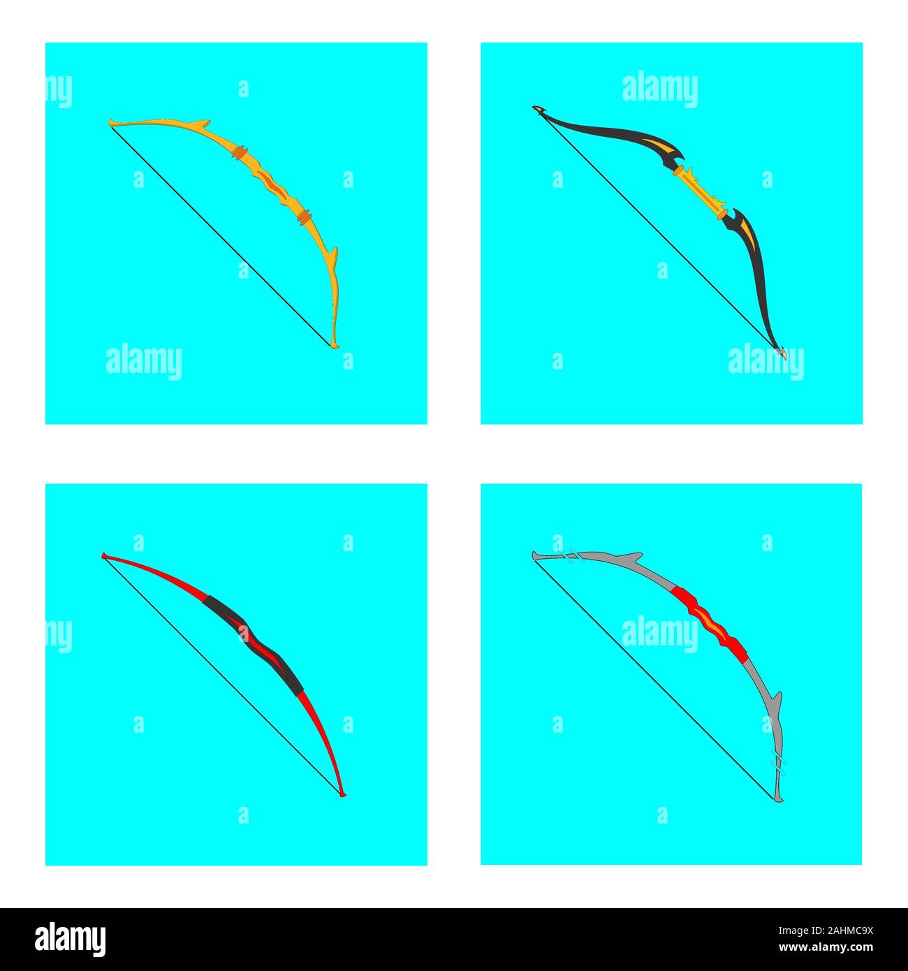 Cross bow bundle set in flat vector style. Cartoon, cute, flat, color ...