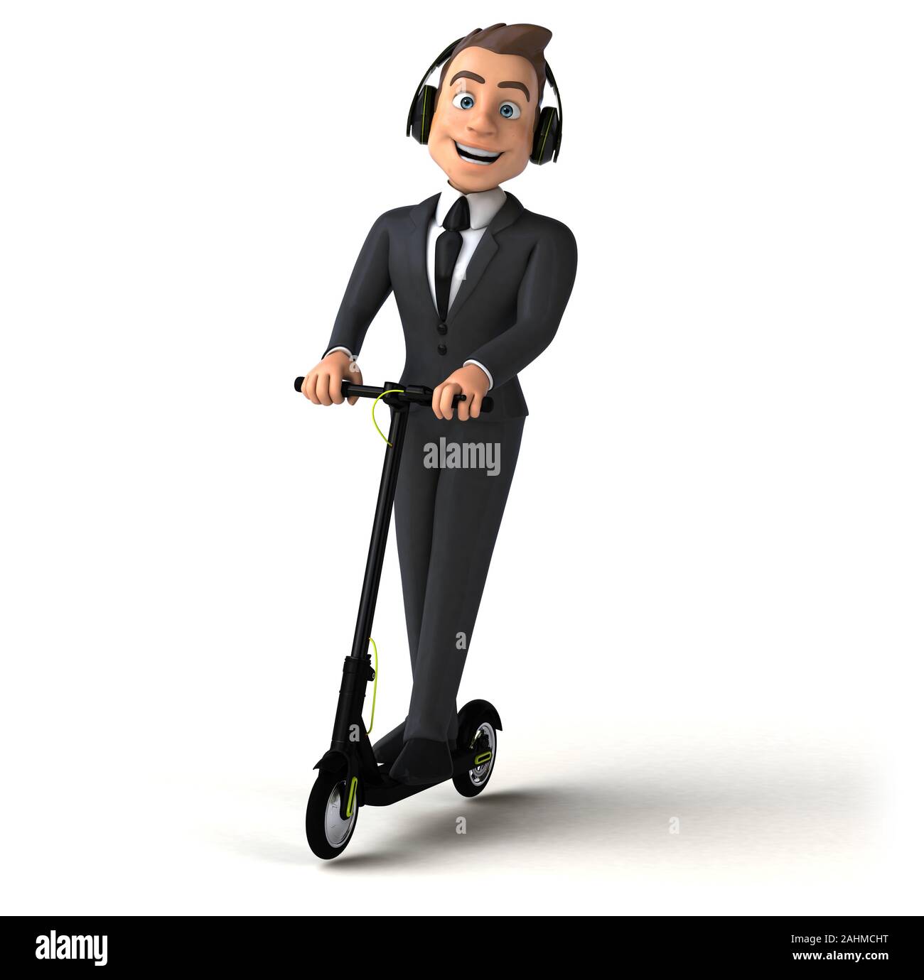 Fun cartoon character on an electric scooter Stock Photo - Alamy