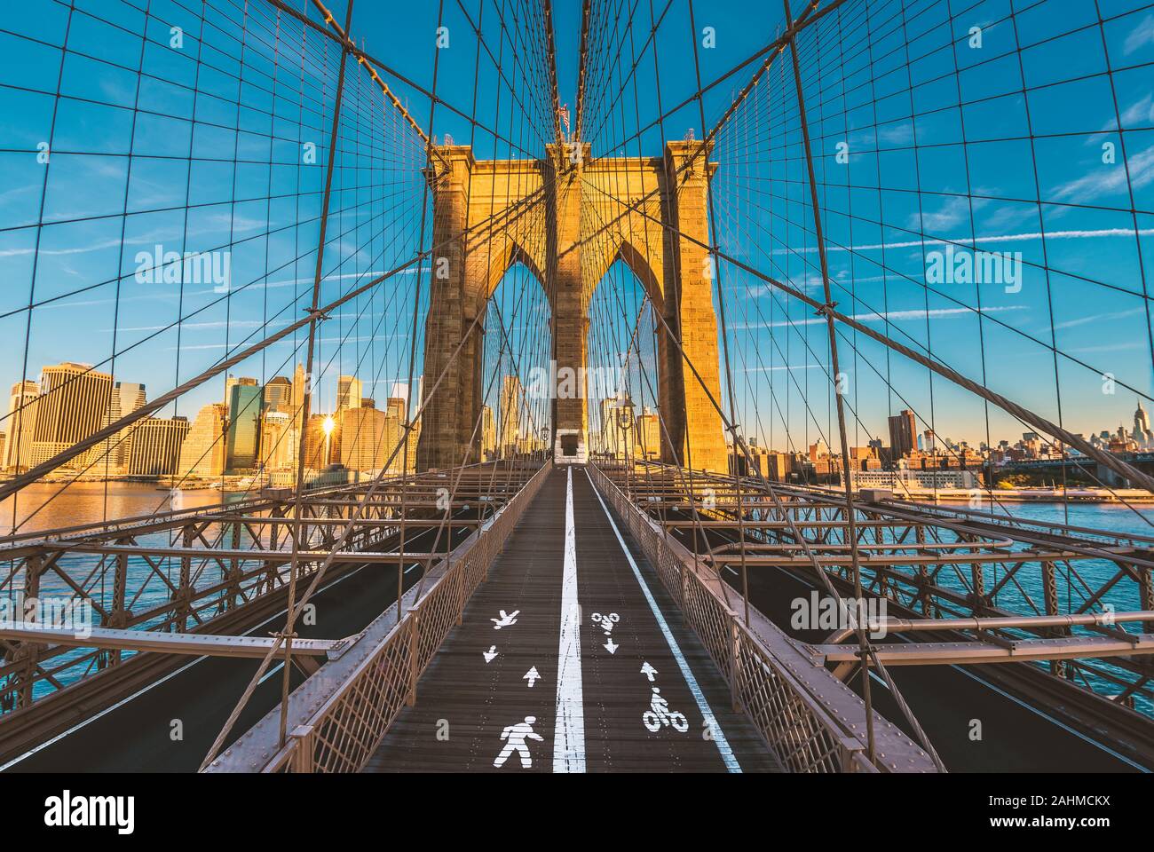 a magnificent view of the lower Manhattan and Brooklyn Bridge, New York ...