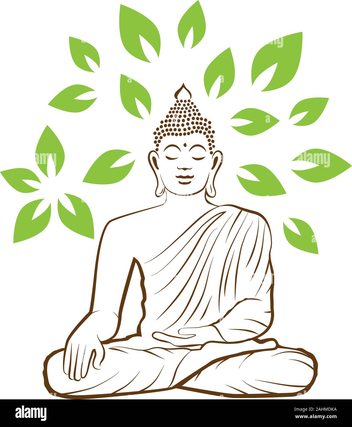 Buddha and green leaves, vector graphic design element Stock Vector ...