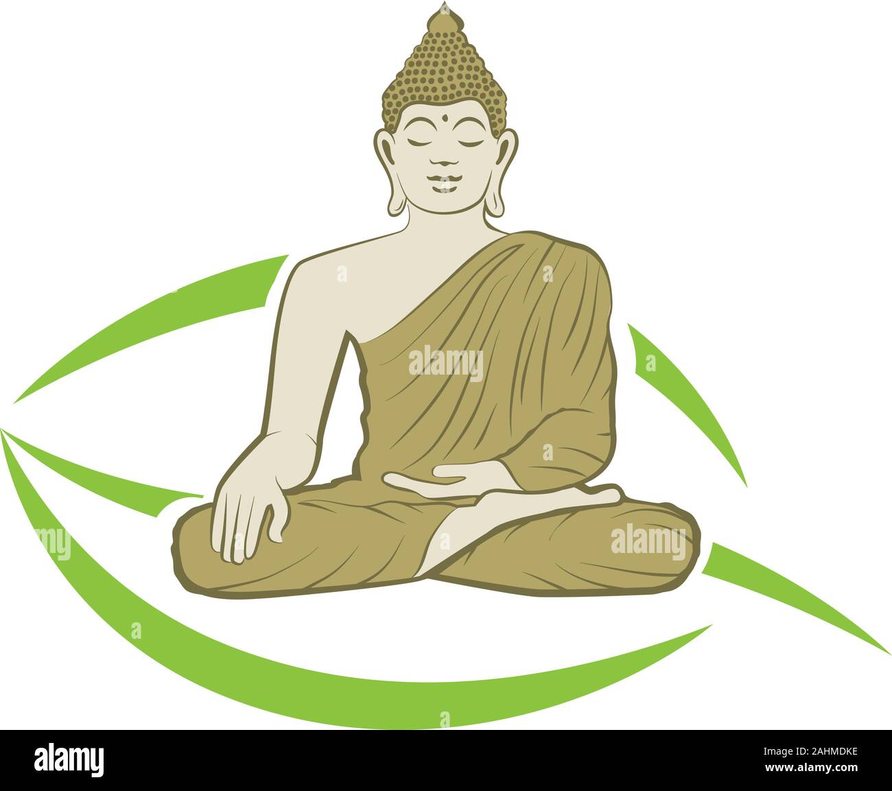 Buddha and green leaf, vector graphic design element Stock Vector Image ...