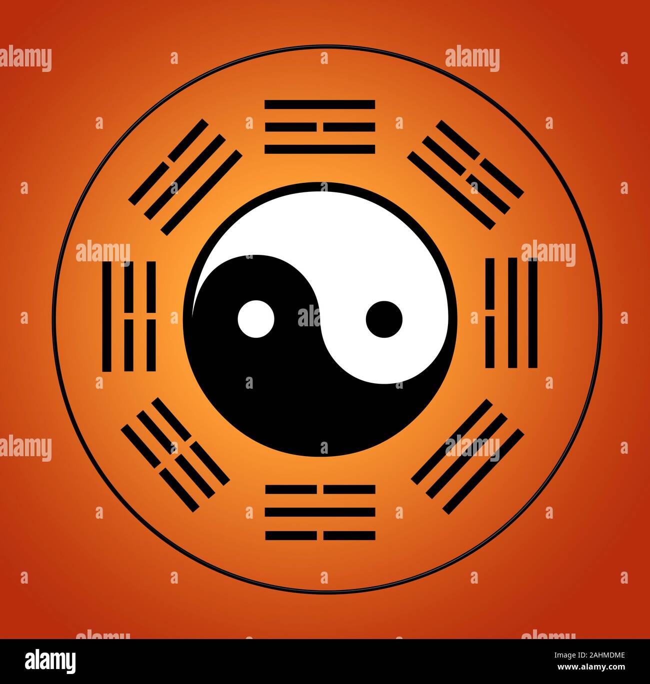 circle with yin yang symbol and I-ching Stock Photo - Alamy