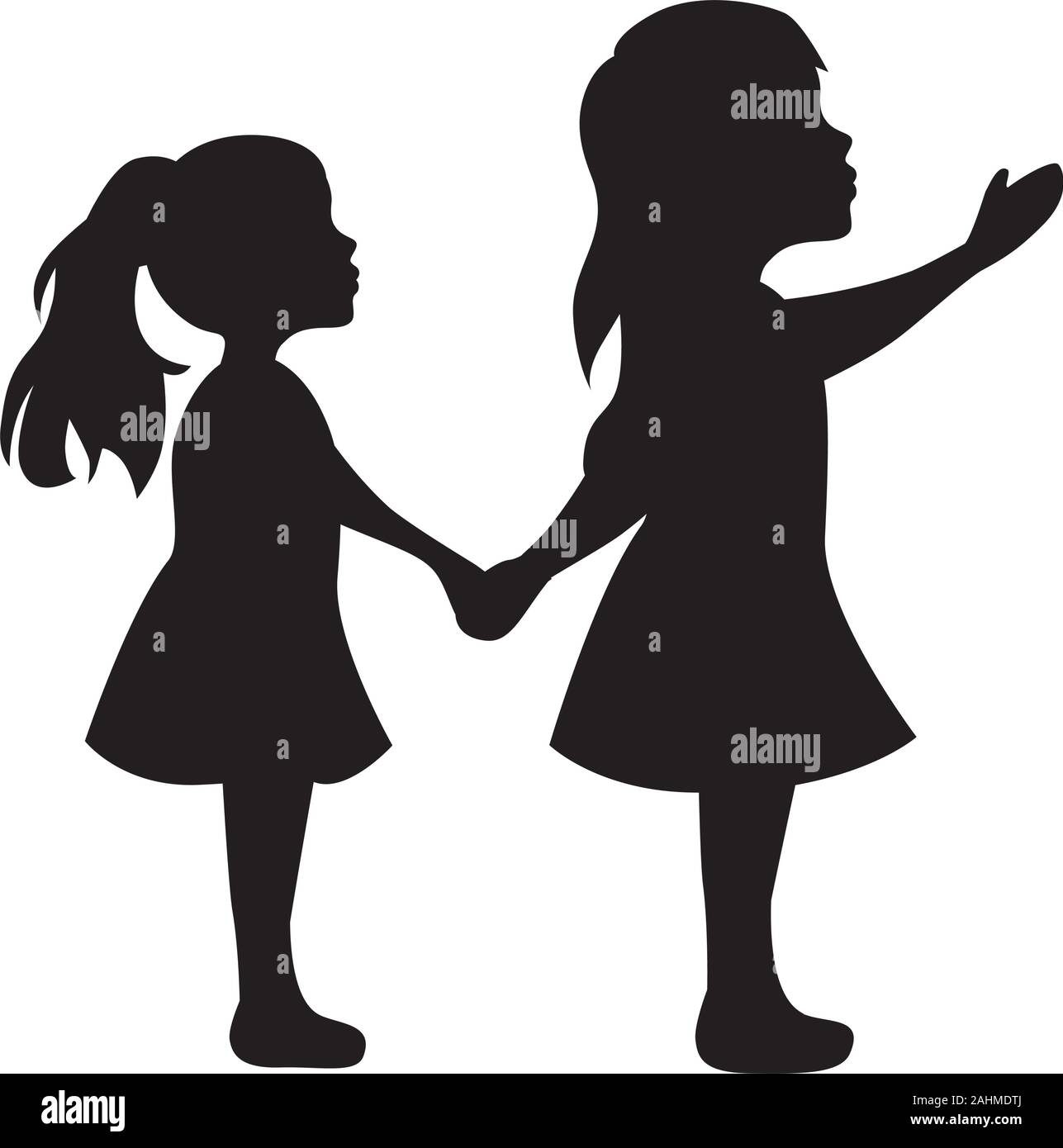 two little girls, vector illustration Stock Vector Image & Art - Alamy