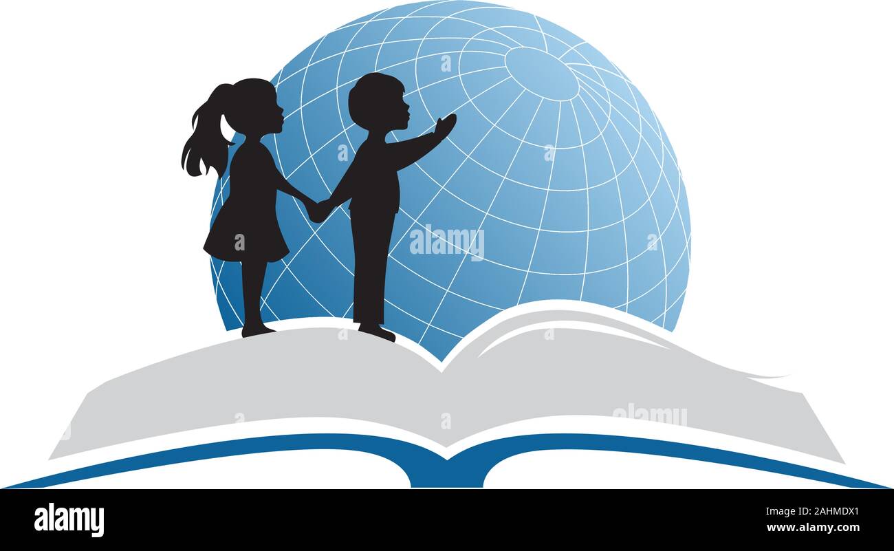 Child holding book at school Stock Vector Images - Alamy