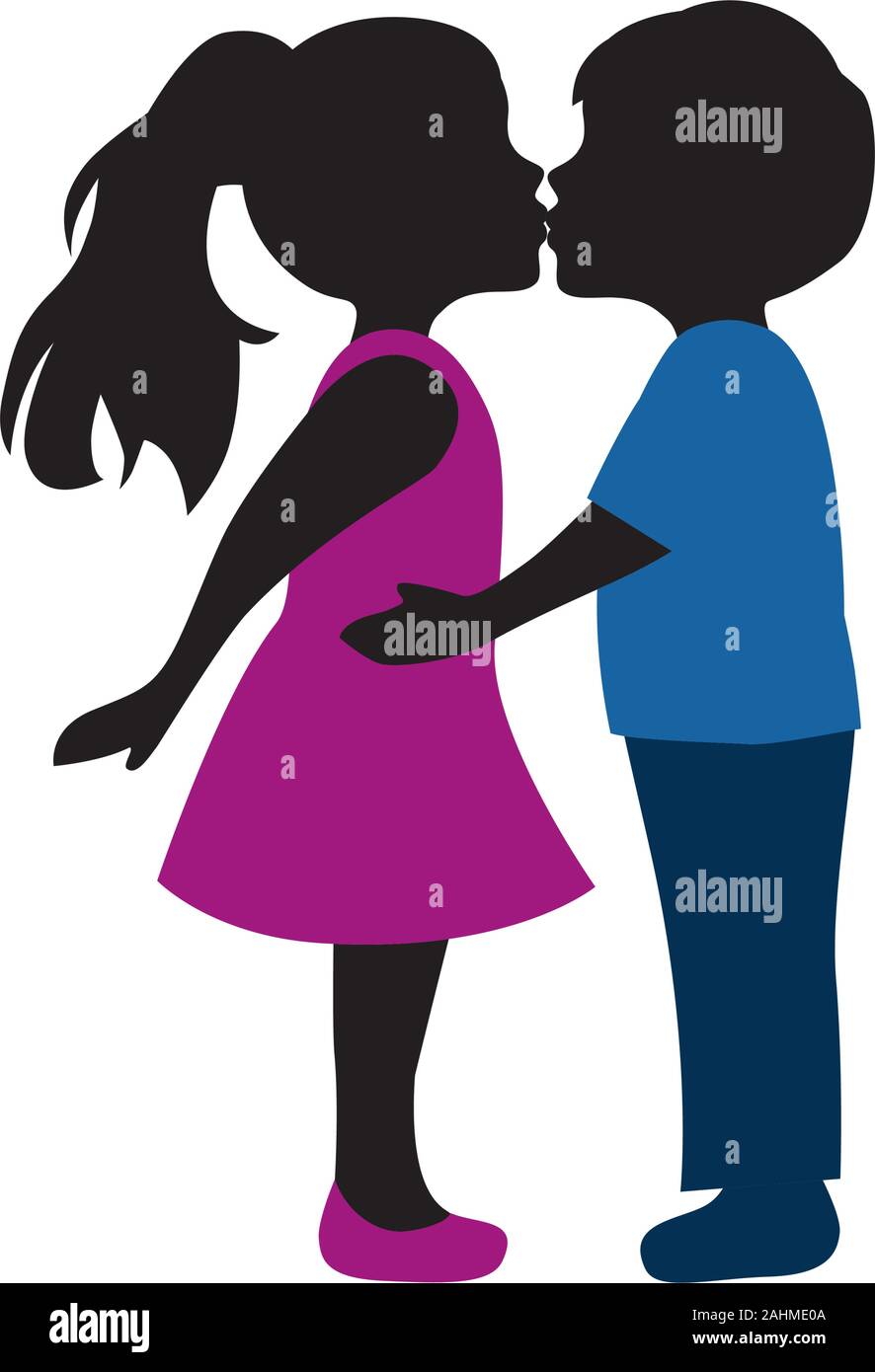 Cute kids kissing, vector graphic design element Stock Vector Image ...