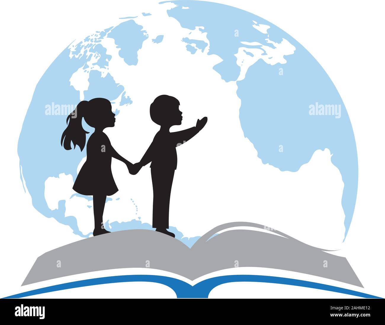 Child holding book at school Stock Vector Images - Alamy